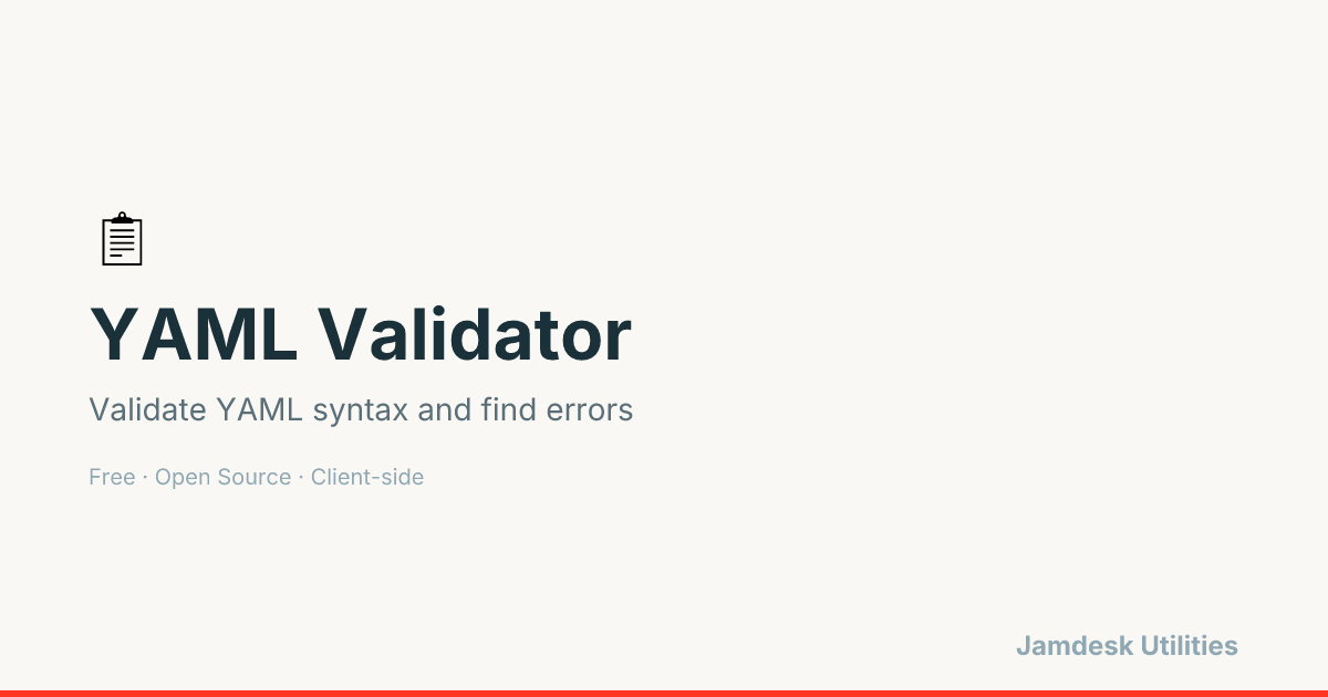 YAML Validator — Free Online YAML Syntax Checker | Jamdesk